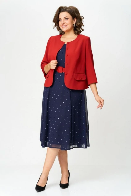 Костюм с платьем 1260 красный + синий Milora купить в интернет магазине Велесмода